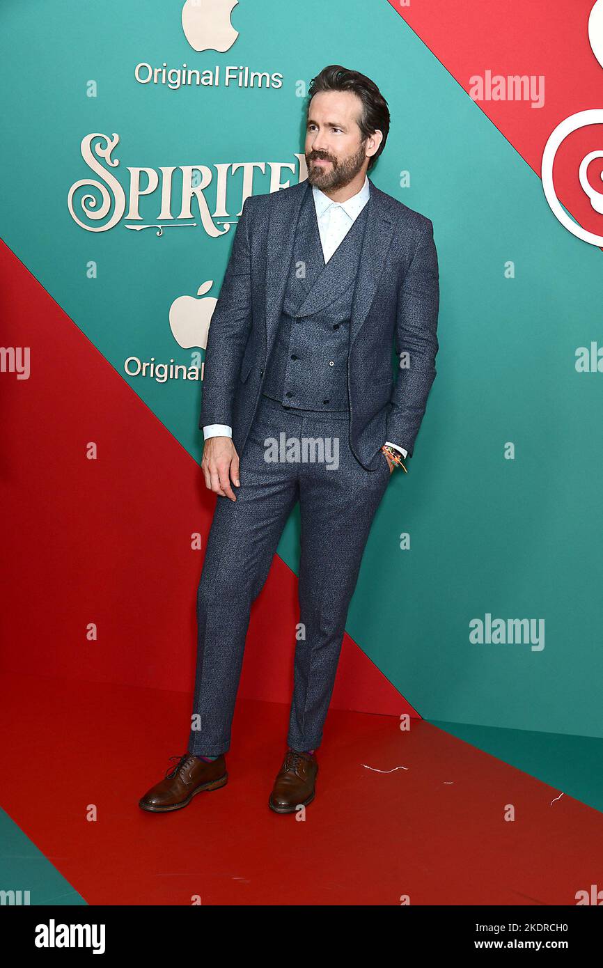 Ryan Reynolds attends the Premiere of Apple Original Film "Spirited" on ...