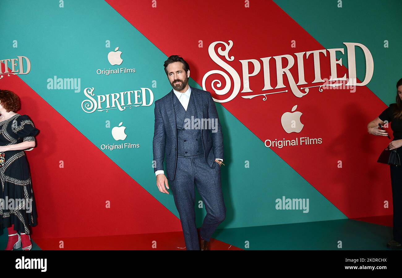 Ryan Reynolds attends the Premiere of Apple Original Film "Spirited" on ...