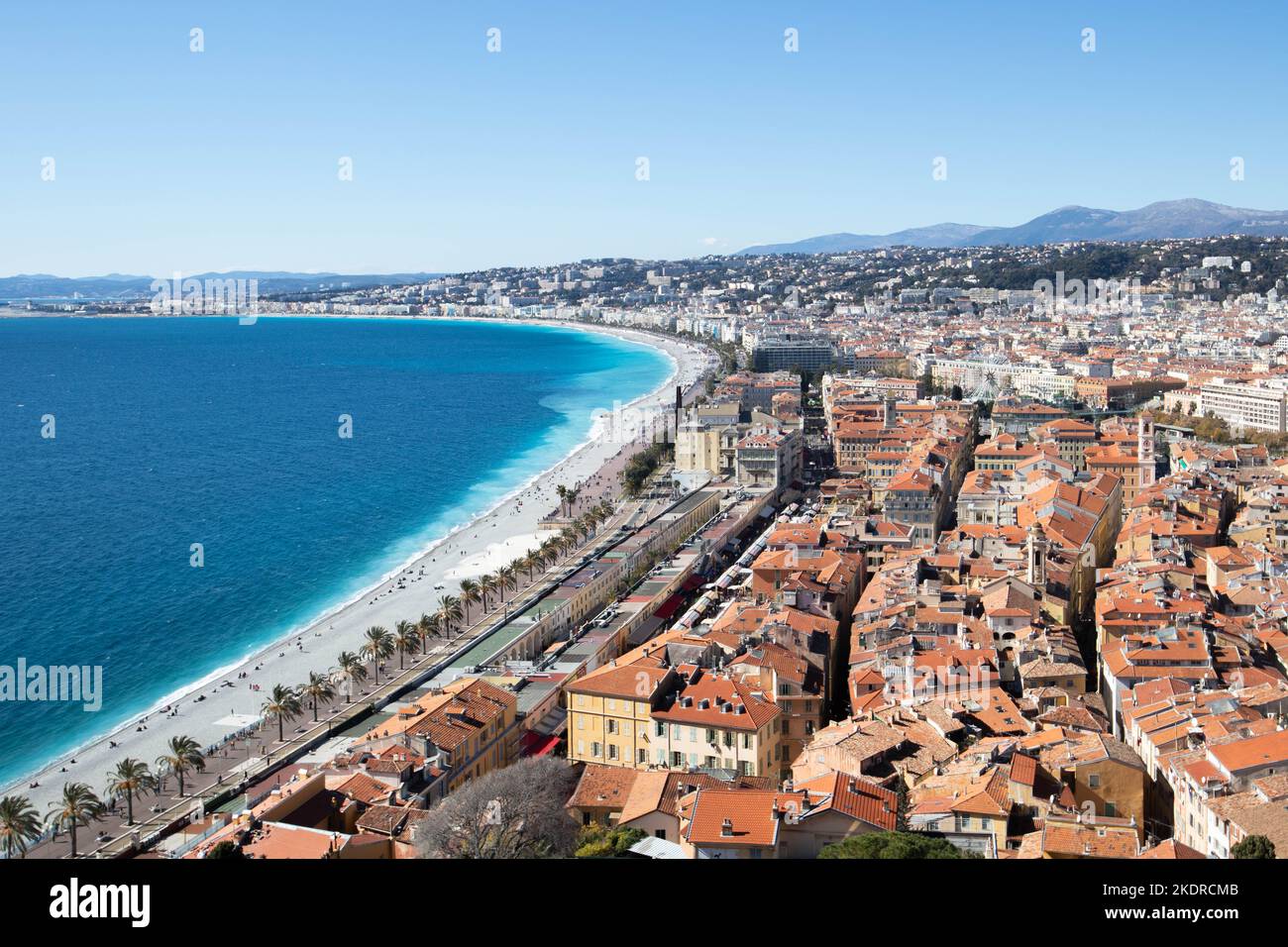 Mediterranean city Nice from above in spring with clear weather Stock ...