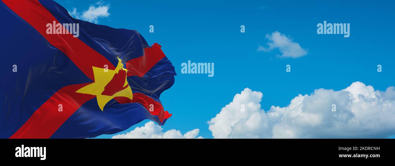 flag of Celtic peoples Ulster Scots at cloudy sky background, panoramic ...