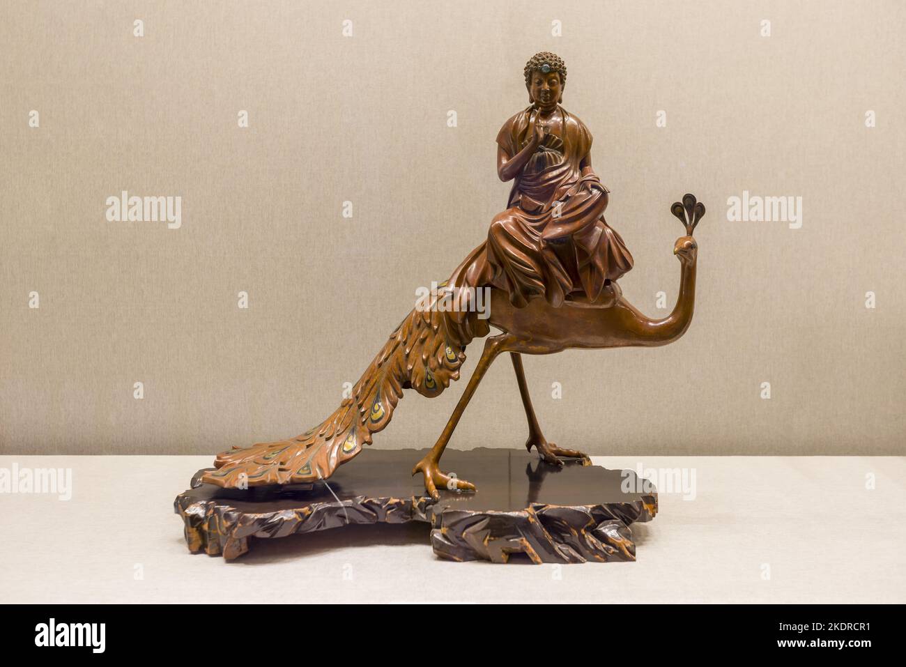 Chinese craft art gallery - porphyry copper - peacock Ming Wang Rulai ...