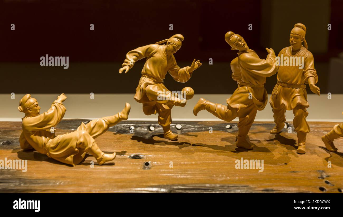 Chinese craft art gallery - sculpture carved - cuju (local Stock Photo ...