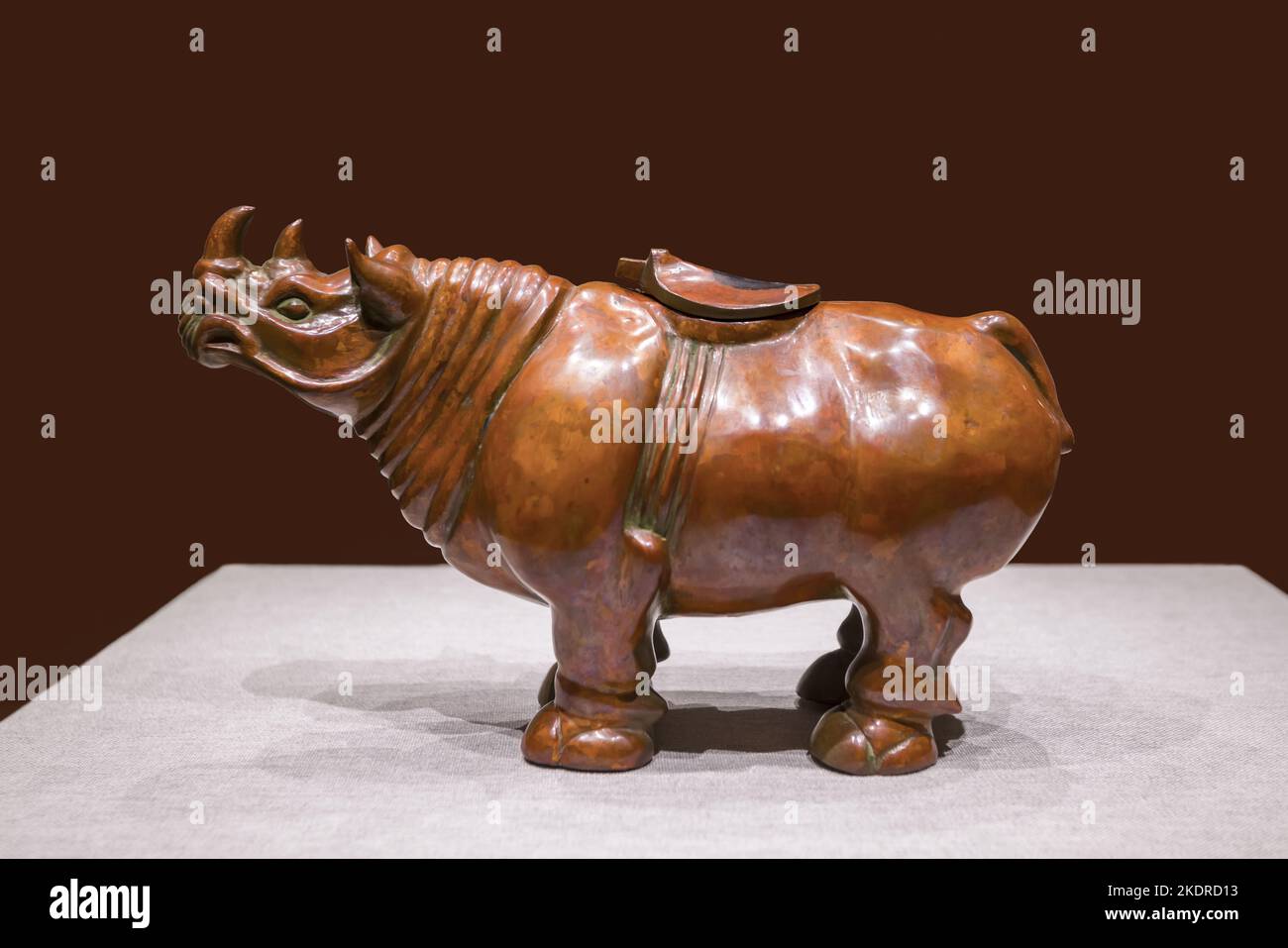 Chinese craft art gallery - porphyry copper - rhino - 1966 Stock Photo ...