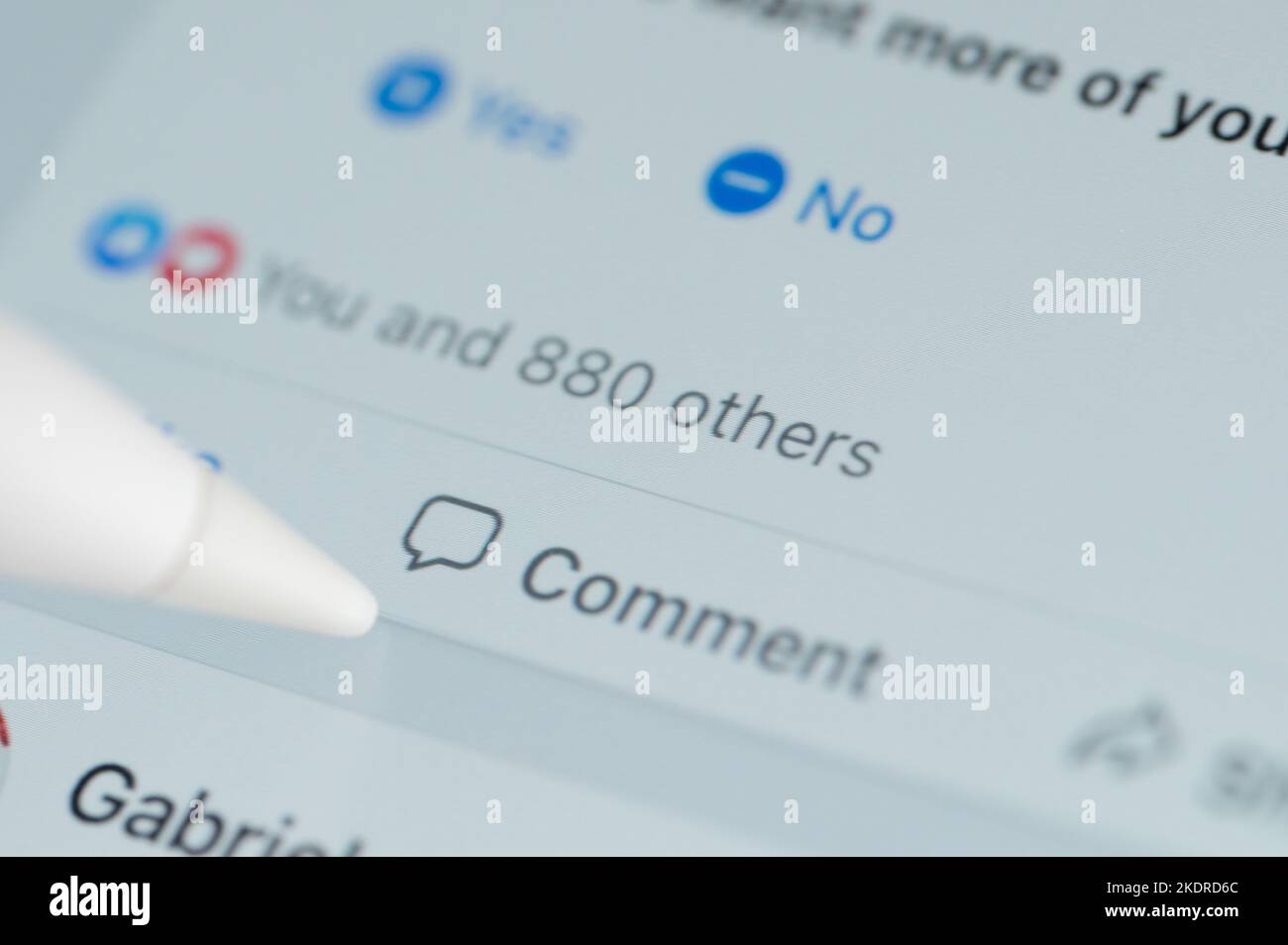 New york, USA - October 11, 2022: Add comment on facebook post on ...