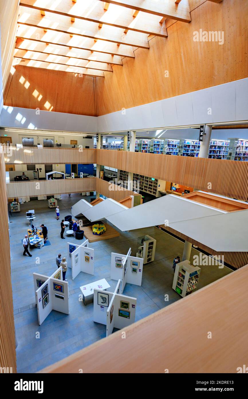 The modern stylish wood-based architecture inside The Hive, a combined ...