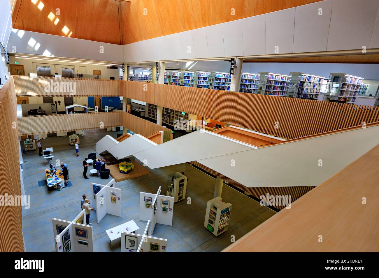 The modern stylish wood-based architecture inside The Hive, a combined ...