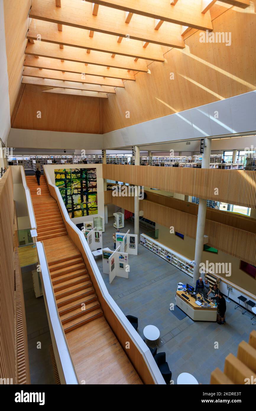 The modern stylish wood-based architecture inside The Hive, a combined ...