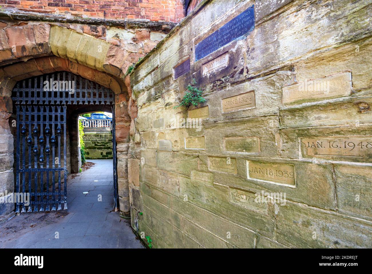A fascinating display of flood level plaques dating back over a century ...