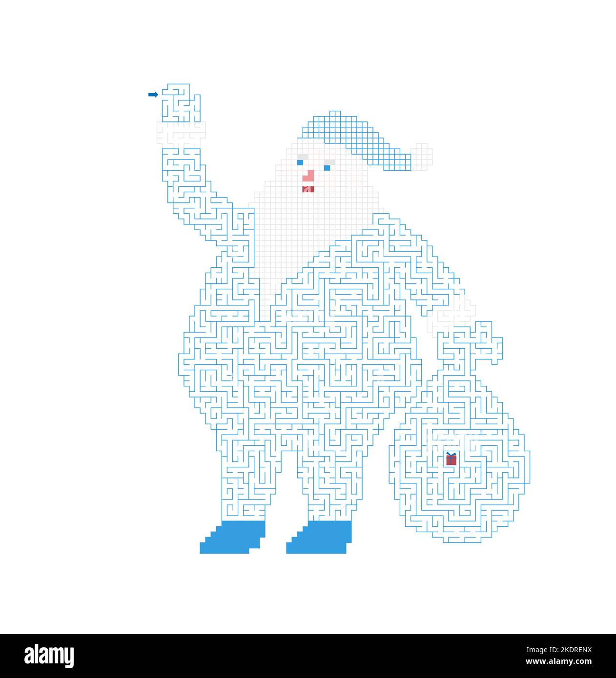 Vector Illustration of Maze Puzzle Game for Children with Santa Claus ...