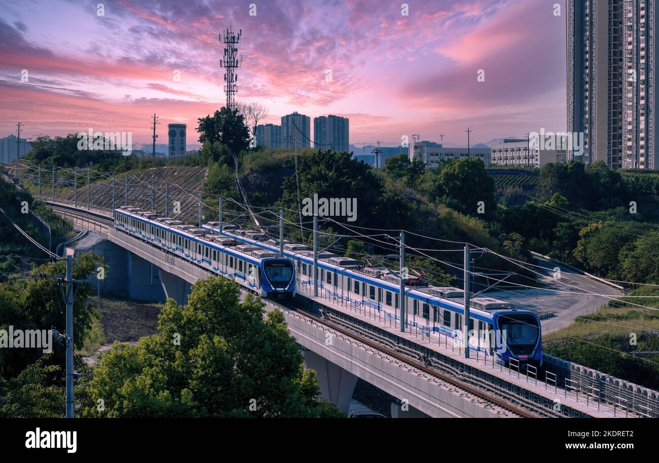 Chongqing rail transit line - metro to jump the pier Stock Photo - Alamy