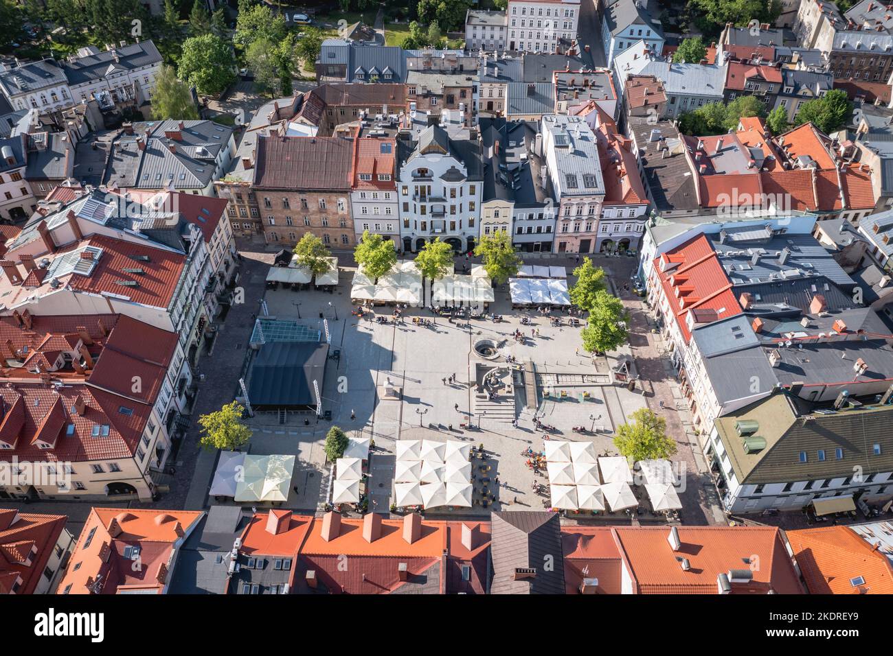 Main Square of Old Town of Bielsko-Biala city in Silesian Voivodeship ...