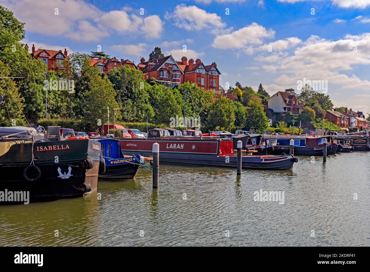 A colourful collection of narrow boats and others in the Diglis Basin on the Worcester ...