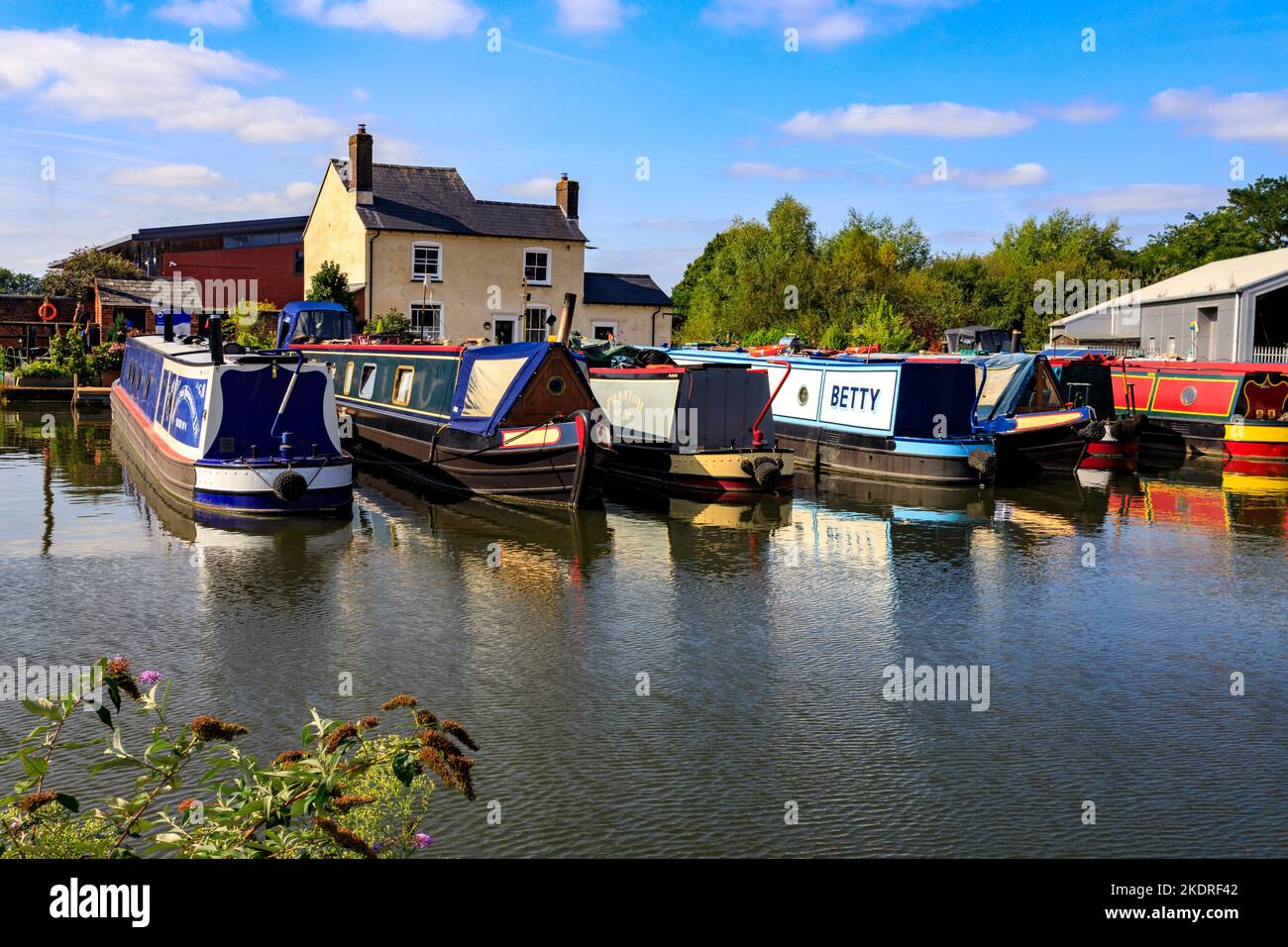 A colourful collection of narrow boats and others in the Diglis Basin on the Worcester ...