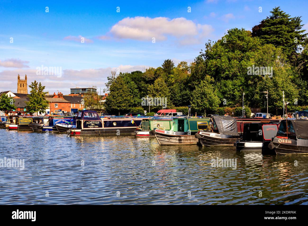 A colourful collection of narrow boats and others in the Diglis Basin on the Worcester ...