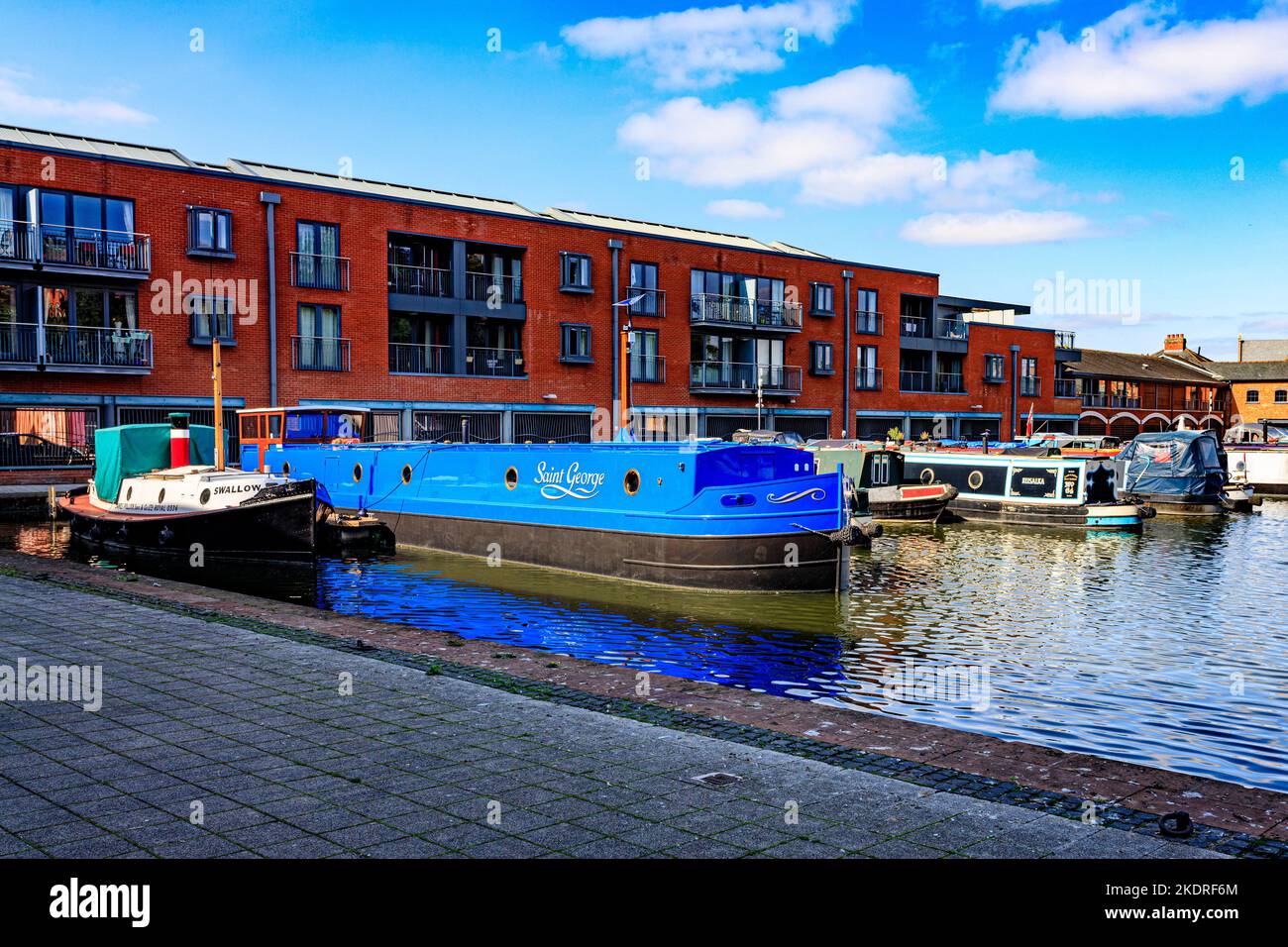 A colourful collection of narrow boats and others in the Diglis Basin on the Worcester ...