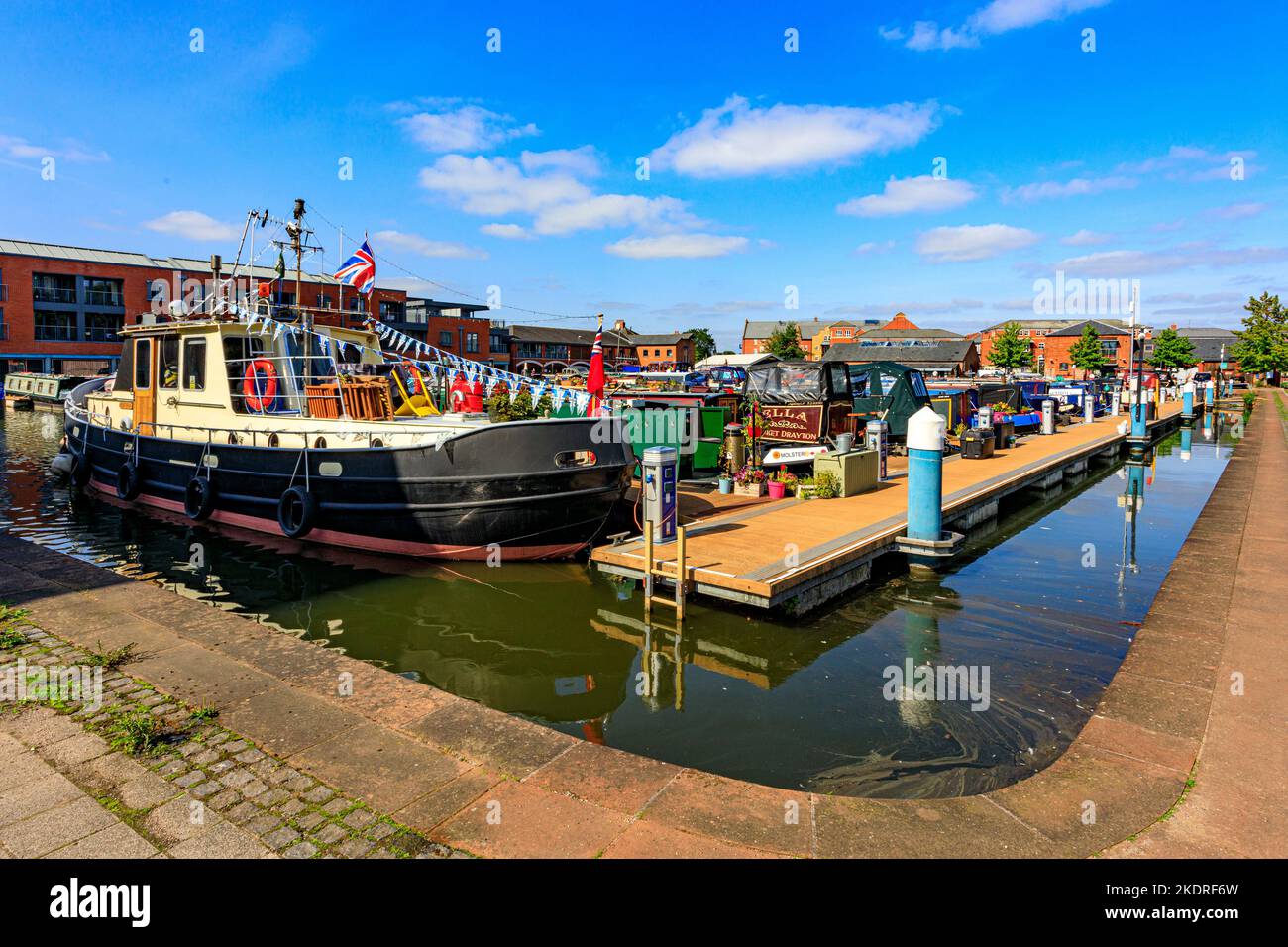 A colourful collection of narrow boats and others in the Diglis Basin on the Worcester ...