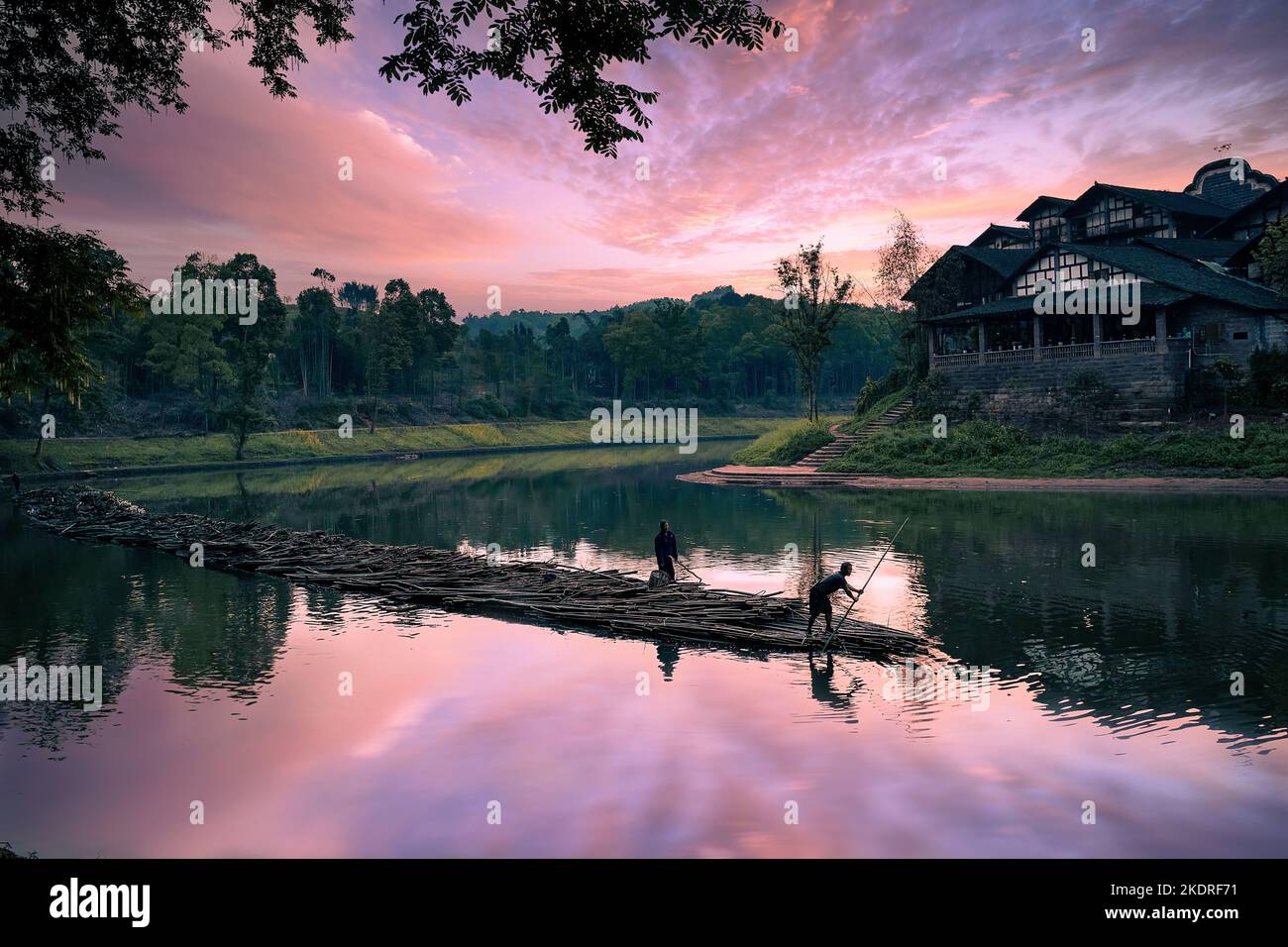 Chongqing countryside - metro pond river town Stock Photo - Alamy