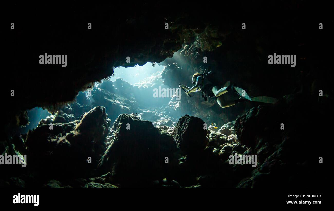Caves and landscape underwater Stock Photo - Alamy