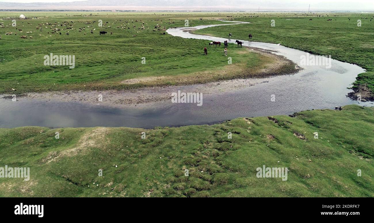Xinjiang barkol: meander of the grasslands Stock Photo - Alamy