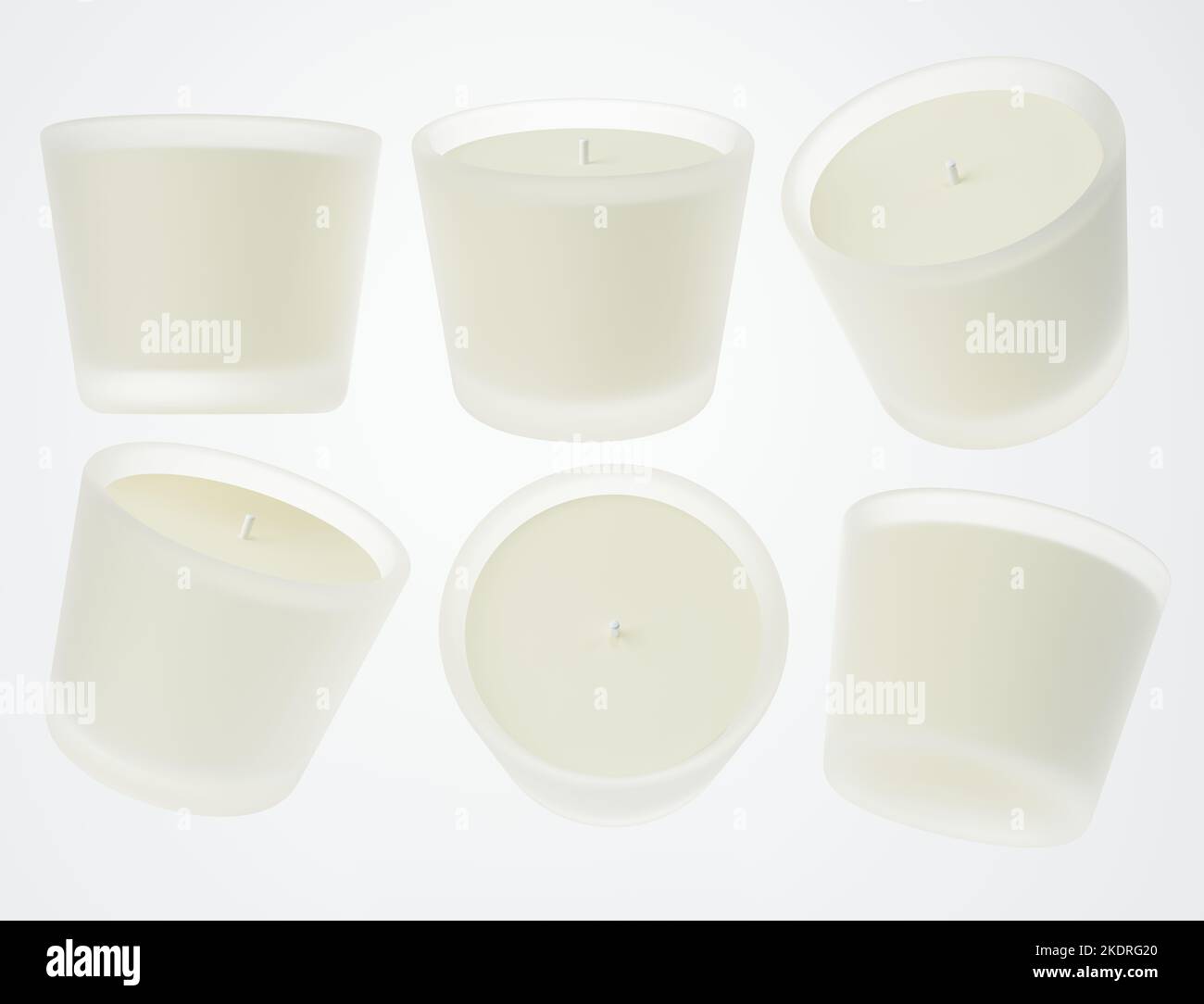 Glass container candle mock-up 3D render, vanilla scented candle design ...