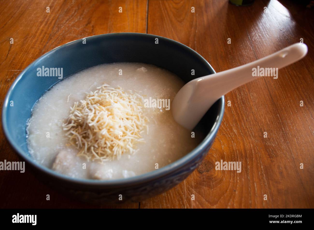 Breakfast traditional chinese food style rice porridge congee with side ...