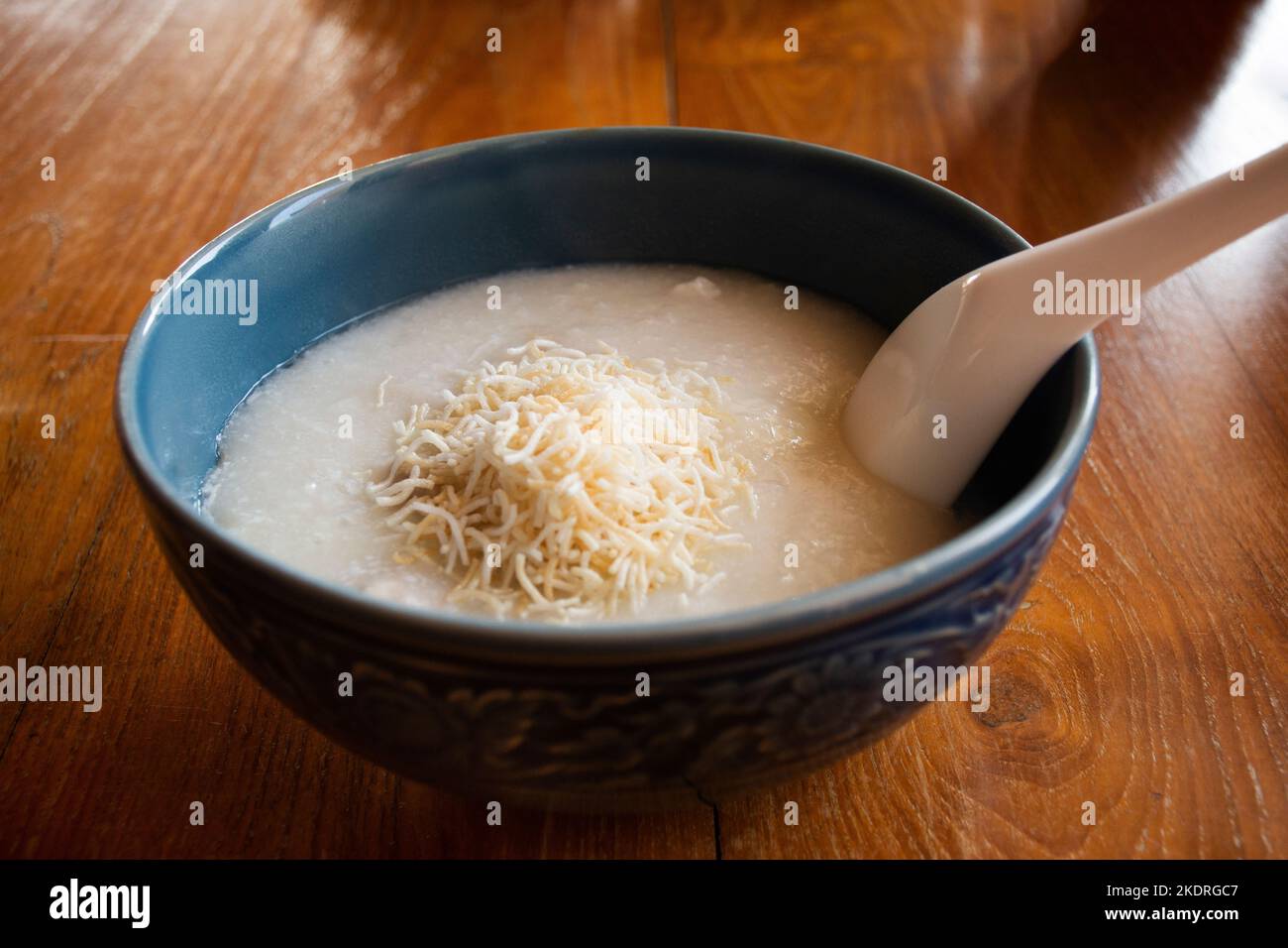 Breakfast traditional chinese food style rice porridge congee with side ...