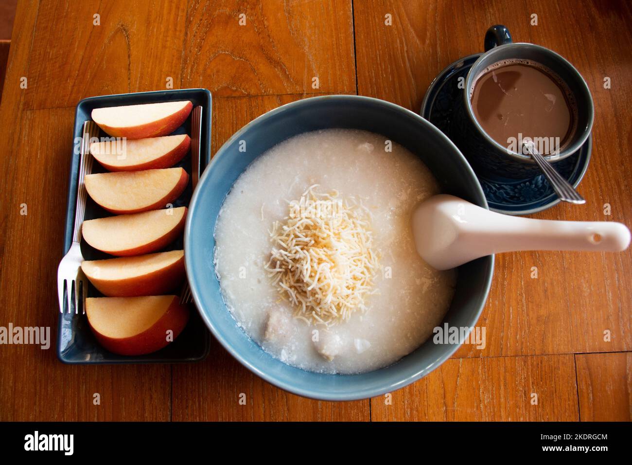 Breakfast traditional chinese food rice porridge congee with herb ...
