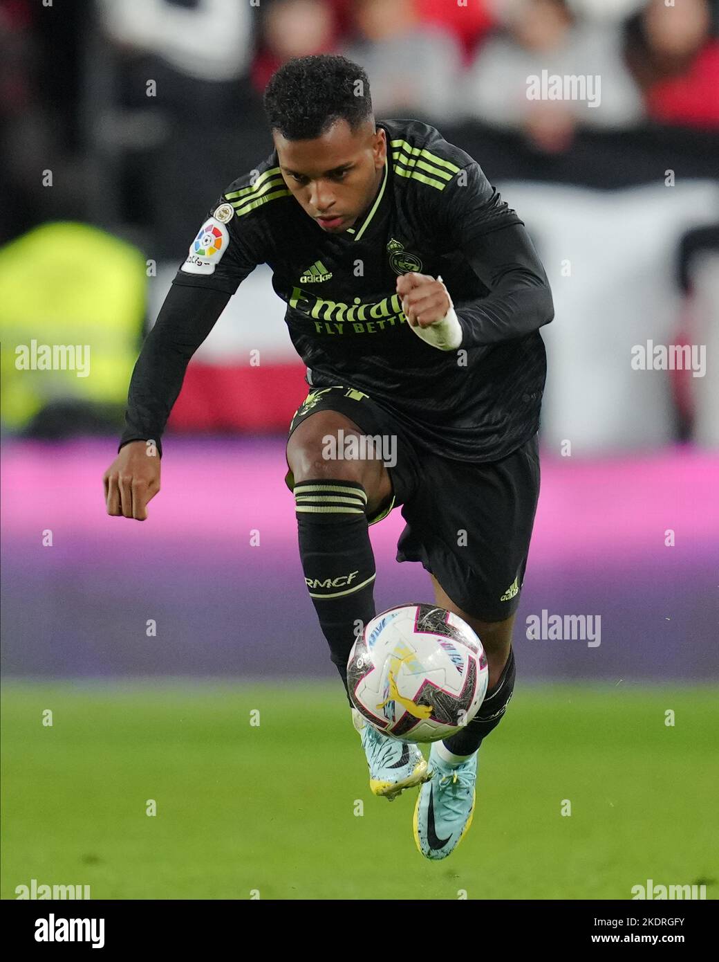 Rodrygo Goes of Real Madrid and Isi Palazon of Rayo Vallecanoduring the ...
