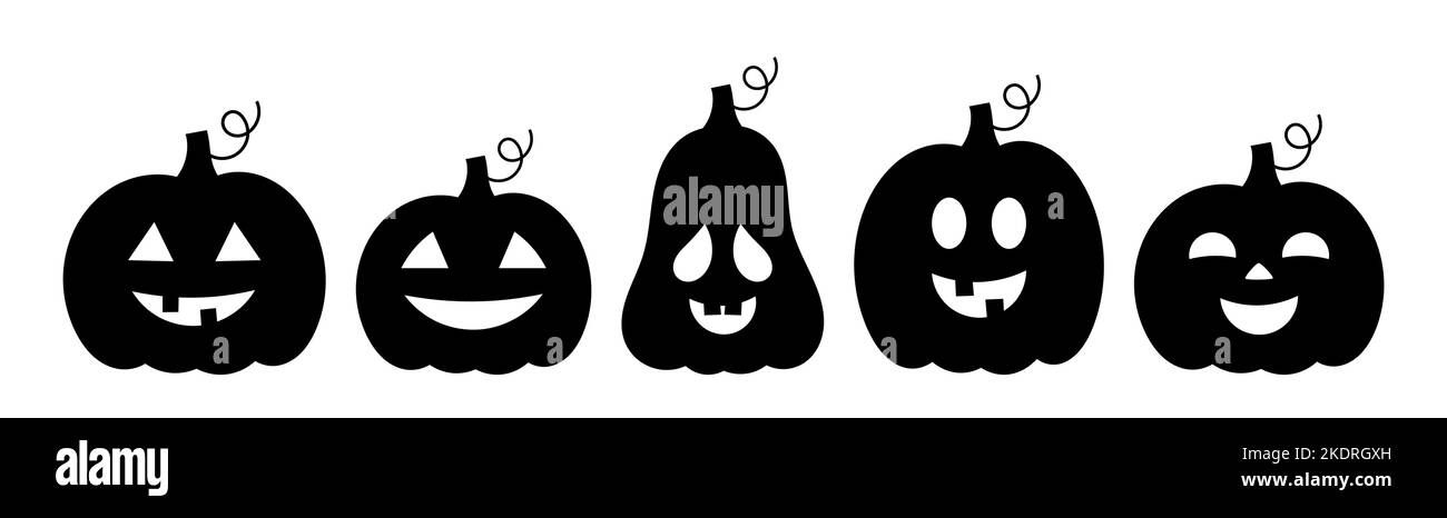 Halloween pumpkins Jack O Lanterns with different faces icons ...