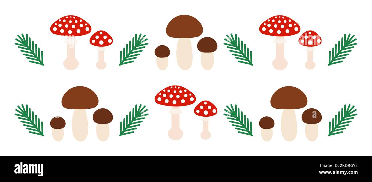 Forest mushroom patterns border. Vector illustration Stock Vector Image ...