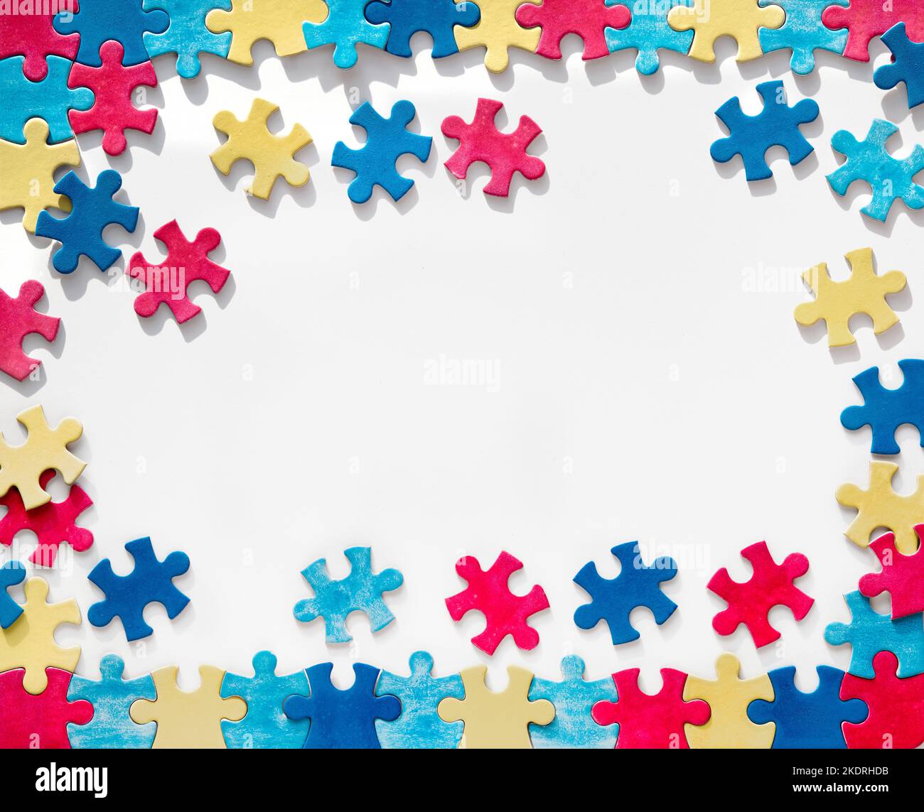 Autism Awareness Day, World Autism Day, rectangular frame with puzzle ...