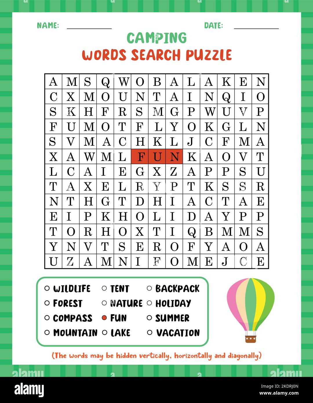 Camping Vocabulary Word Search Puzzle at Cheryl Bock blog