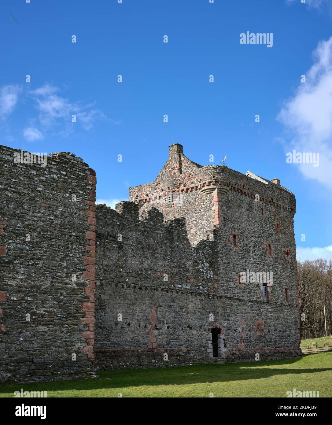 A fine example of a medieval castle. The front approach to the roofless ...