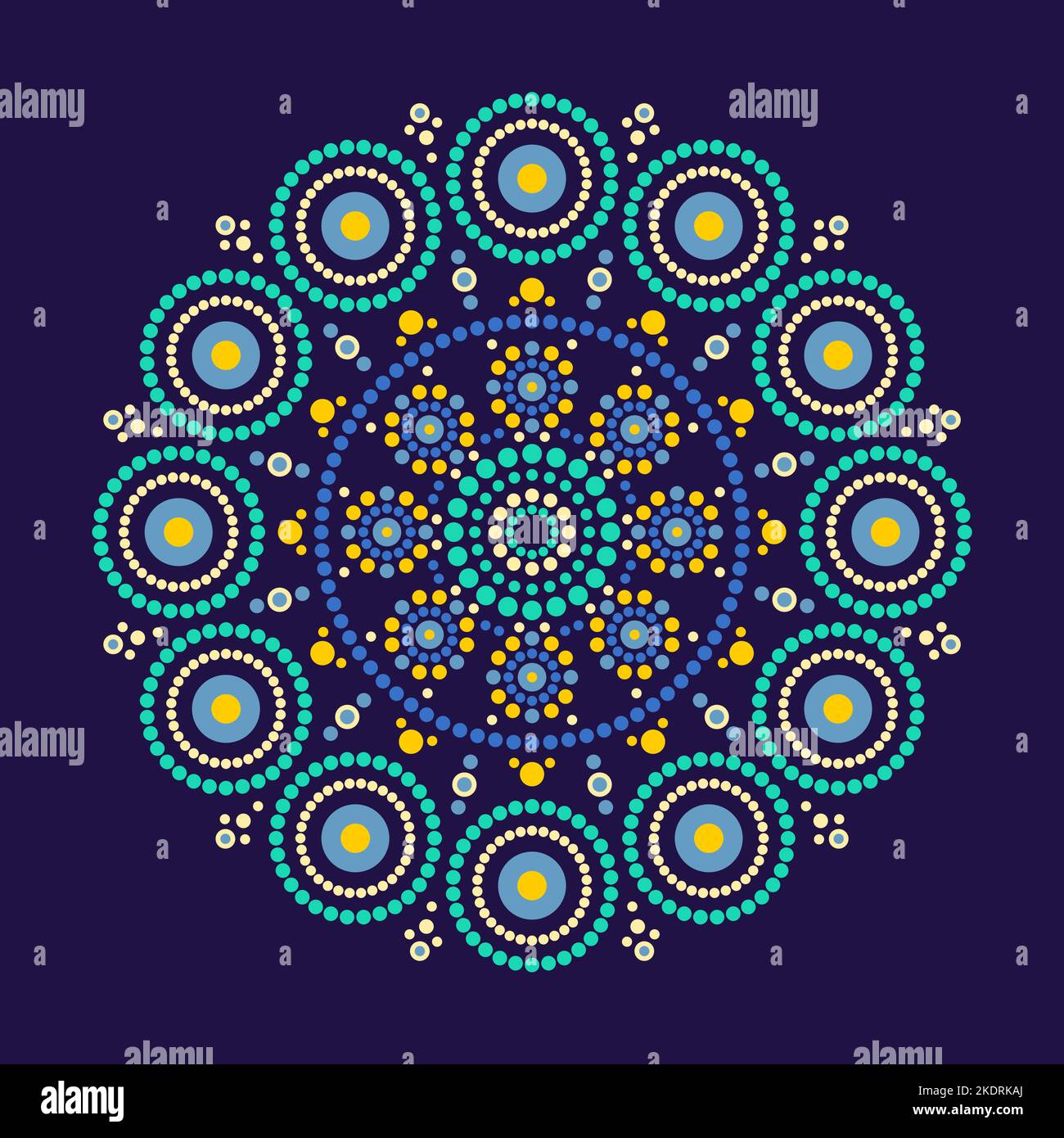 Mandala round ethnic pattern. Aboriginal round boho style pattern. Dot ...