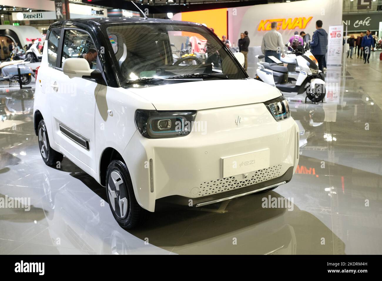 Milan, Italy, November 08, 2022, EZI full electric urban mini car ...