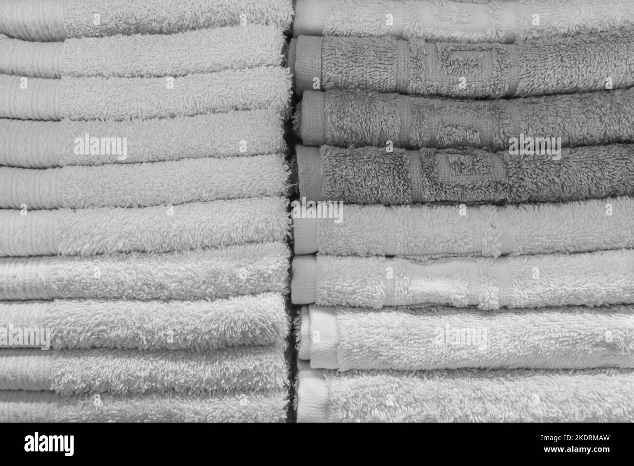 Set pile stacked grey monochrome color fabric gray towels object ...