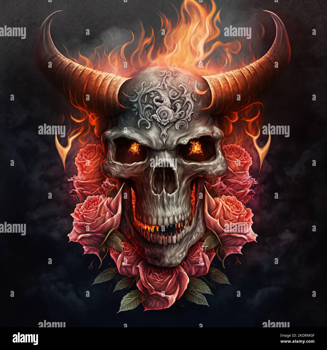 Flaming Demon Skulls