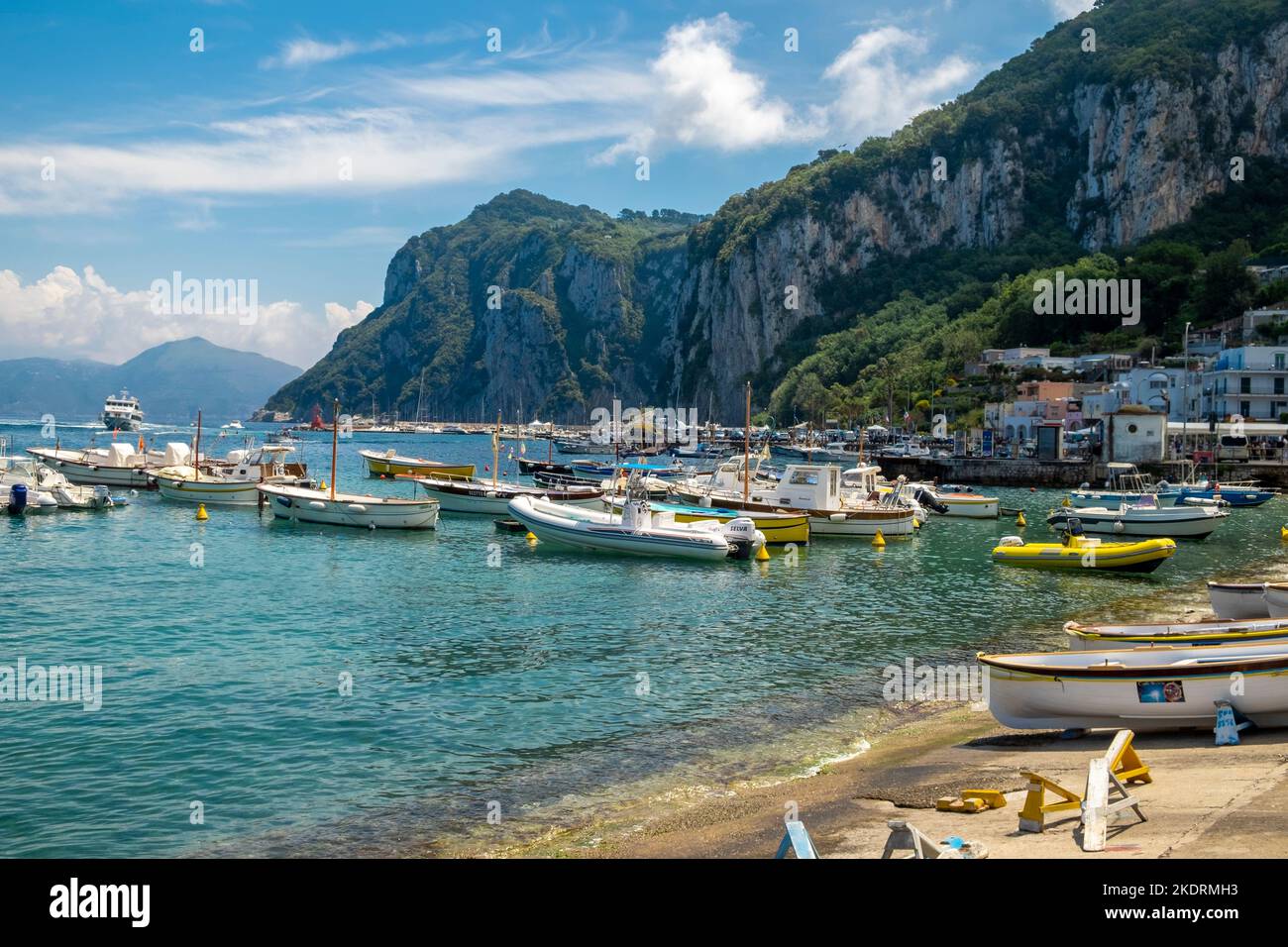 Capri harbor on the Island of Capri off the coast of Italy near ...