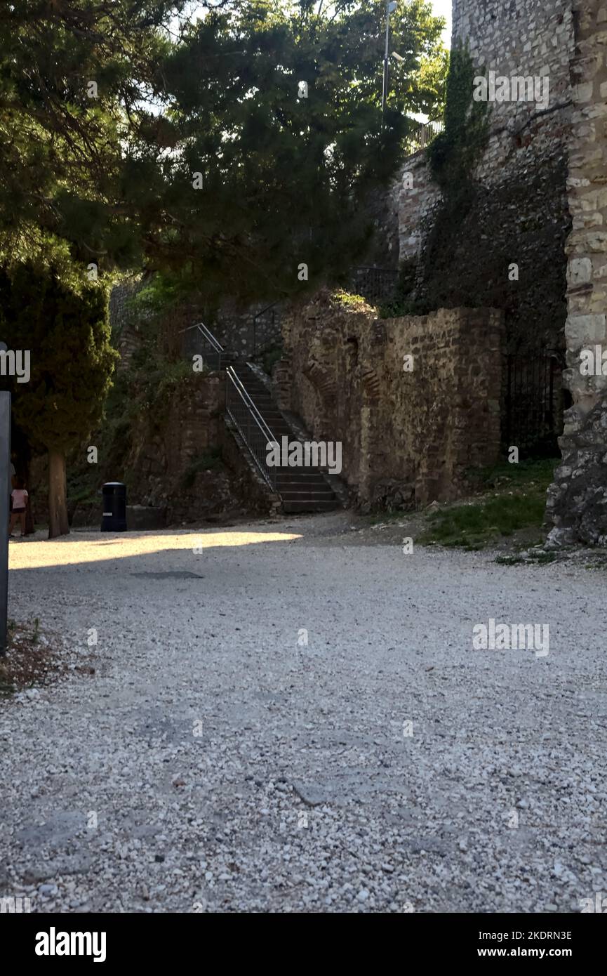Staircase by the corner of a path in a castle Stock Photo - Alamy