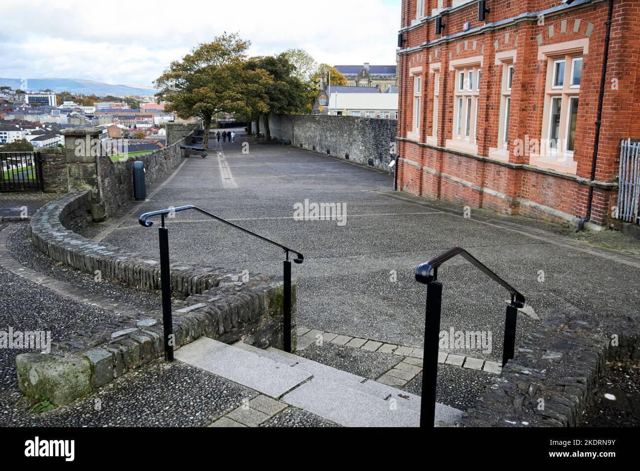 view along derrys walls down from the double bastion derry londonderry ...