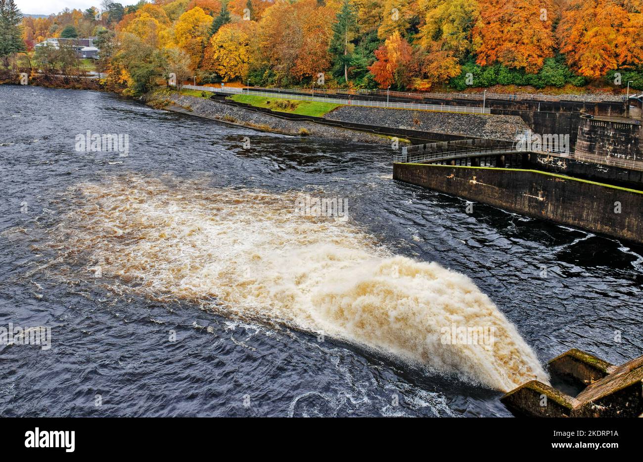Pitlochry Perthshire Scotland Loch Faskally a powerful jet of water ...