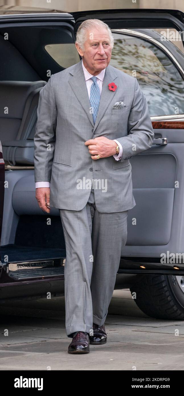 King Charles III arriving at a reception with young leaders from across ...