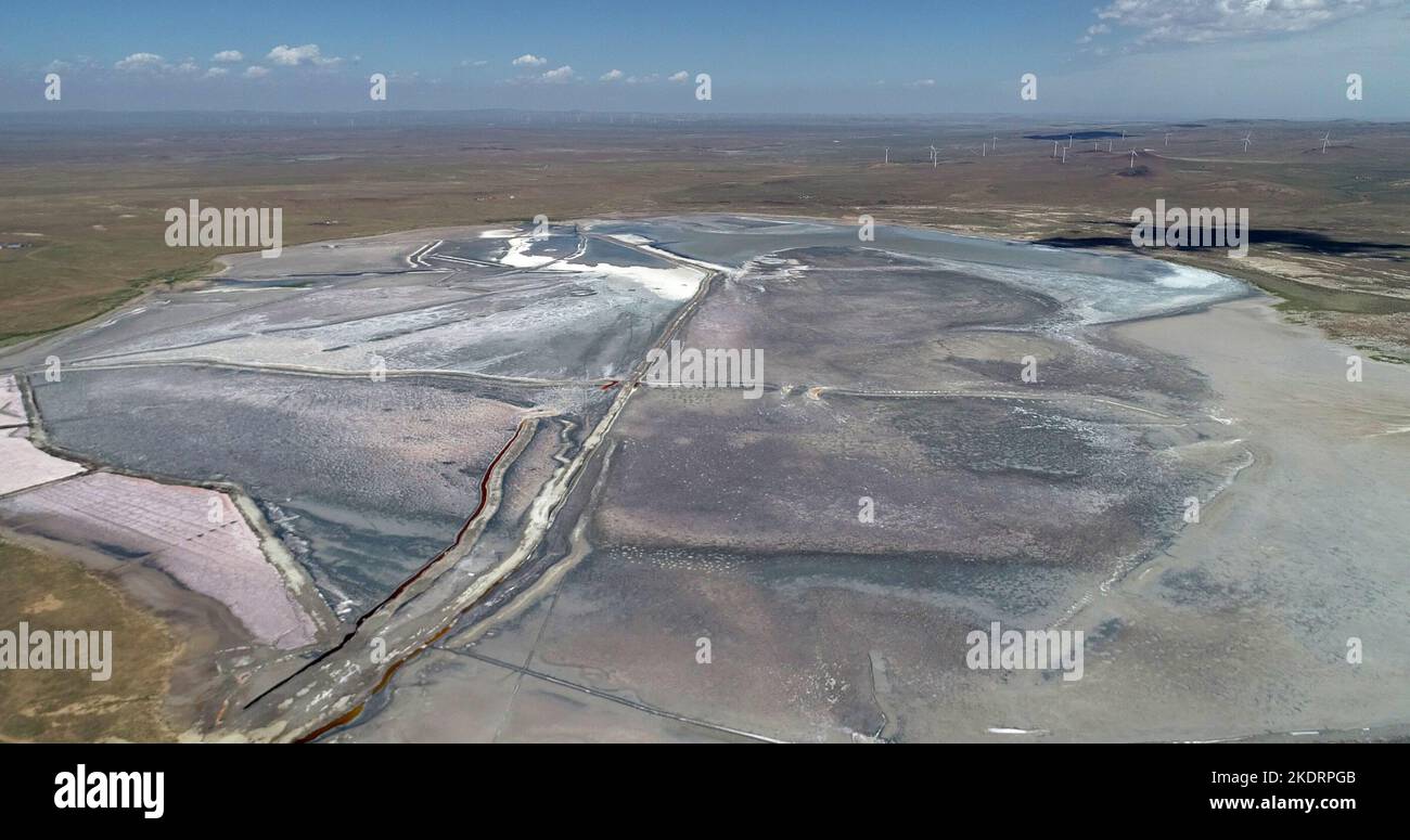 Guide: dry salt lake and five kinds of colour Stock Photo - Alamy