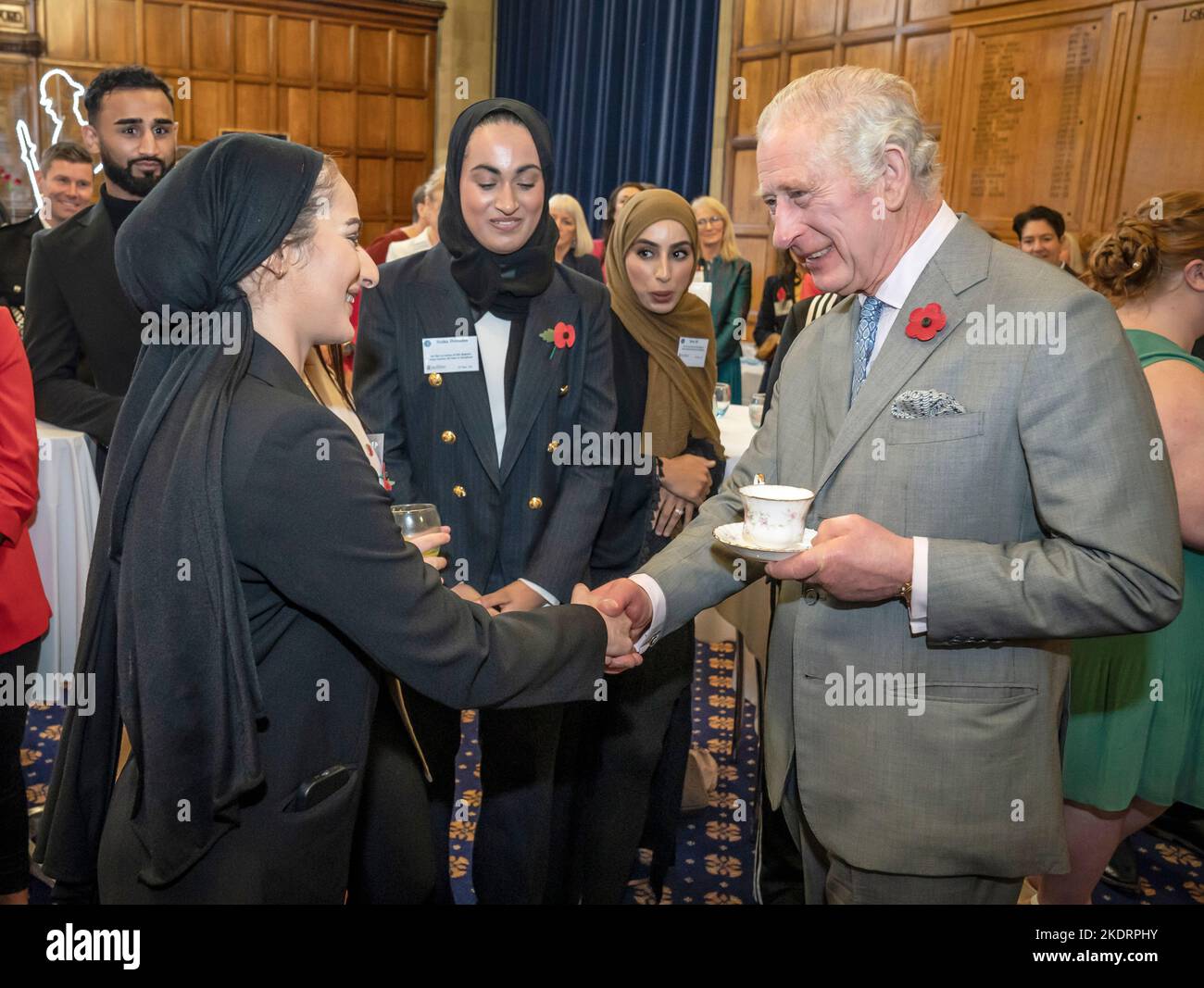 King Charles III meeting Safiyyah Syeed at a reception with young ...