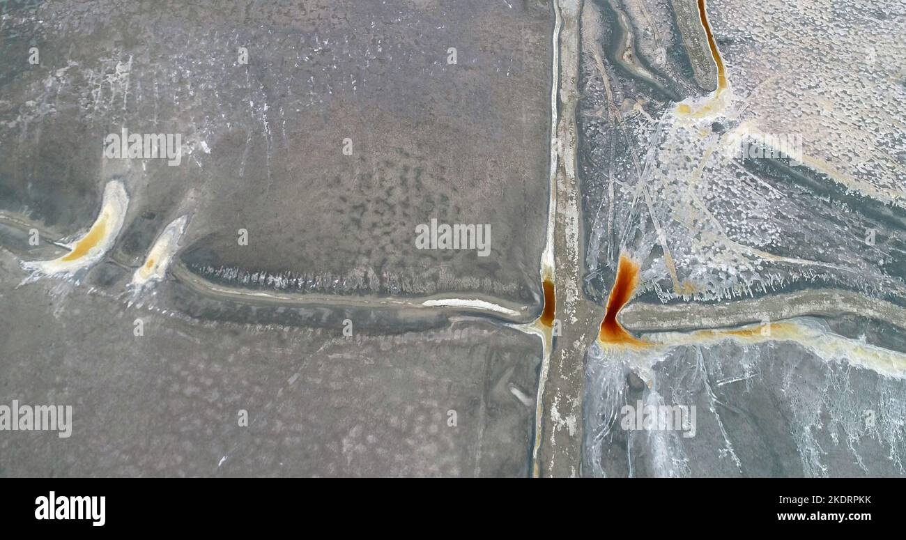 Guide: dry salt lake and five kinds of colour Stock Photo - Alamy
