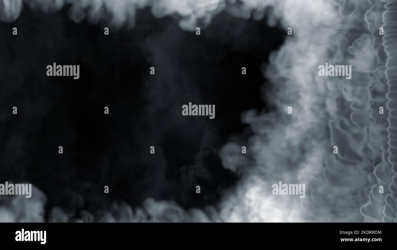 Side frame of rich white smoke, isolated - abstract 3D illustration ...