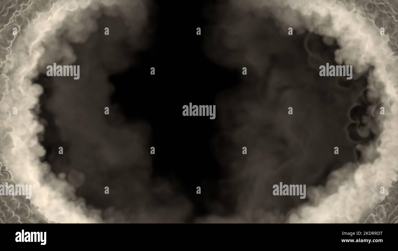 Grey smoke frame like tunnel in clouds, isolated - object 3D rendering ...