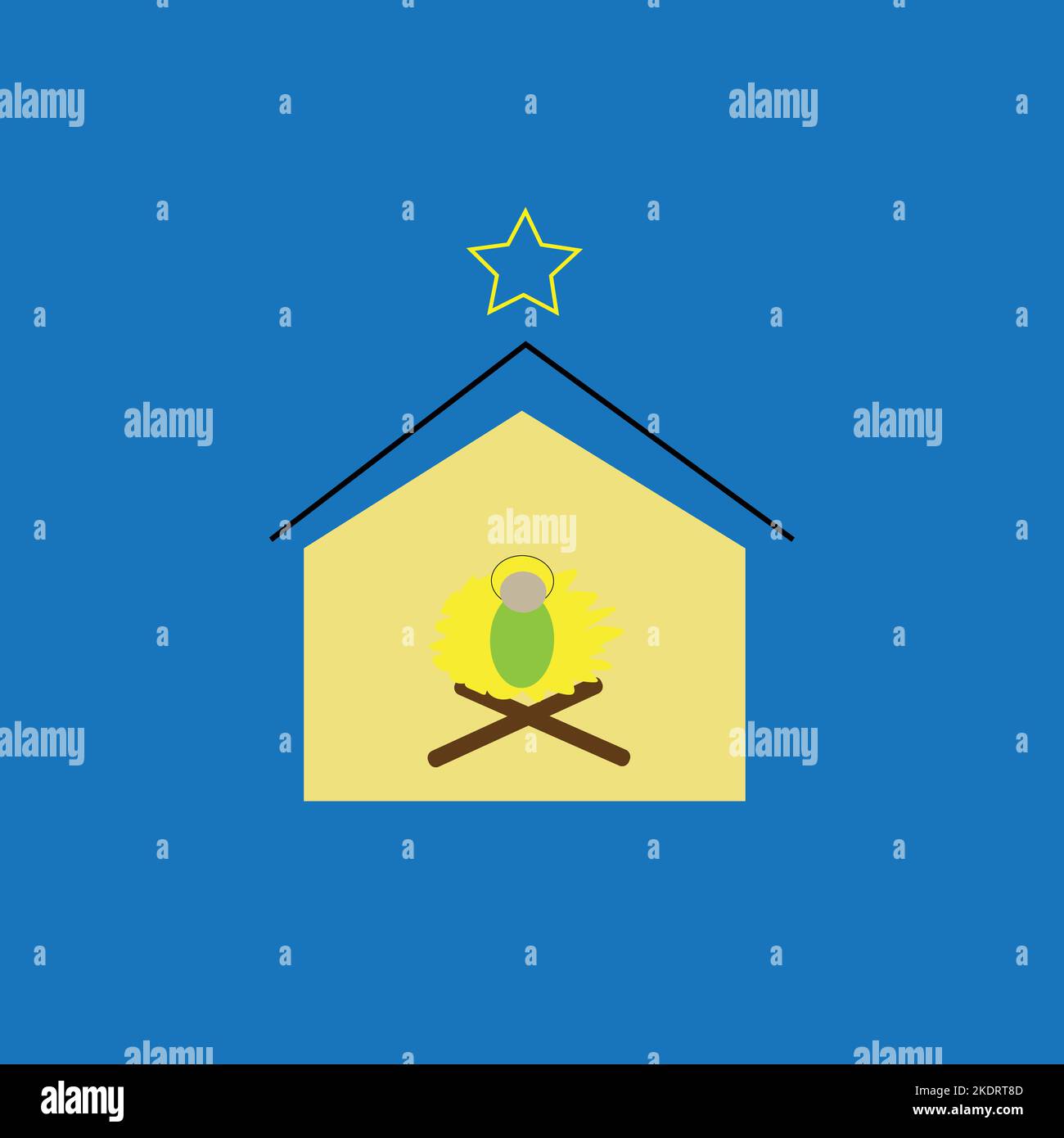Baby Jesus in a manger with the star above, nativity logo Stock Vector ...