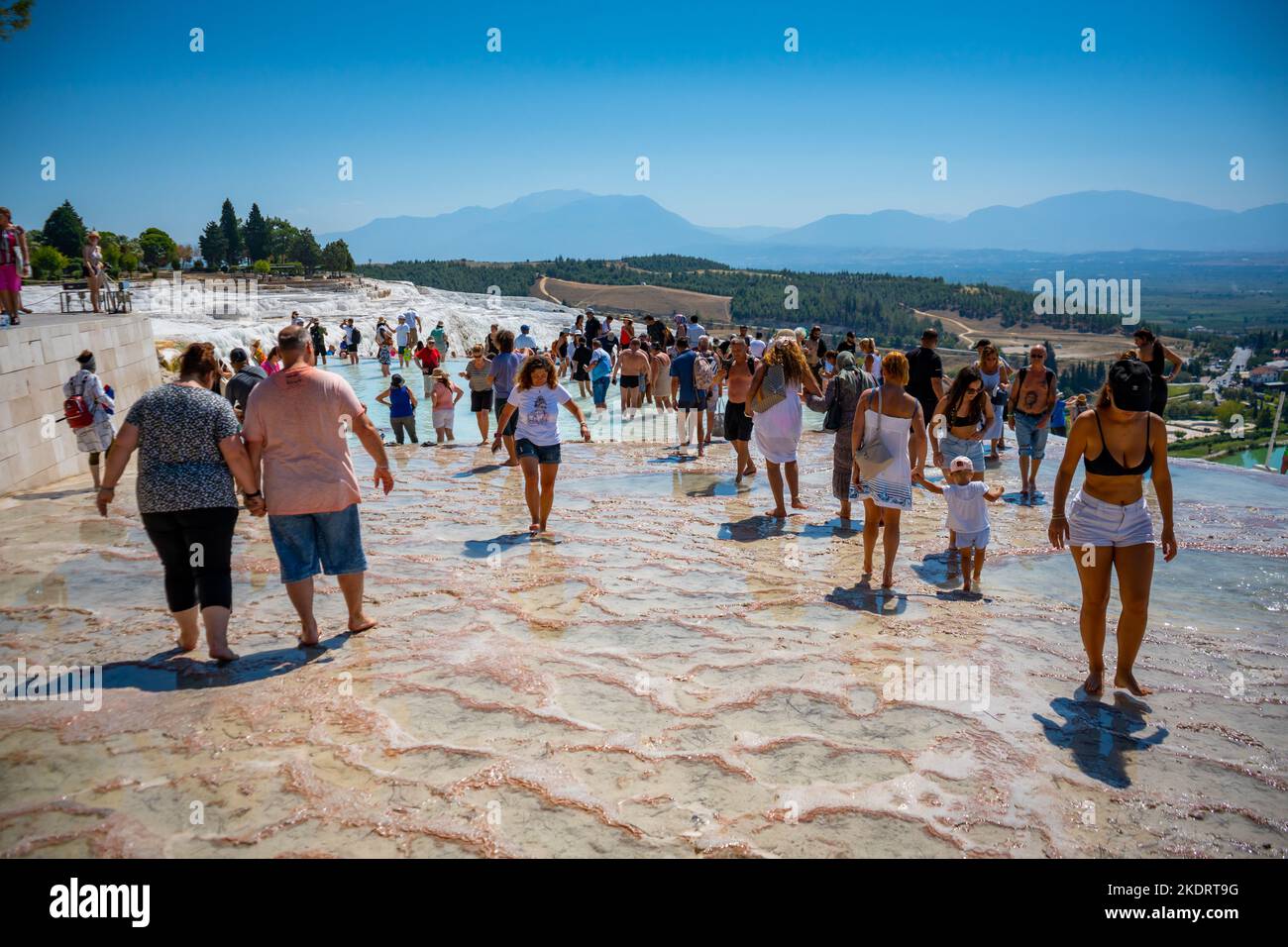 Pamukale, Turkey - September 14, 2022: People on calcite cliff of ...