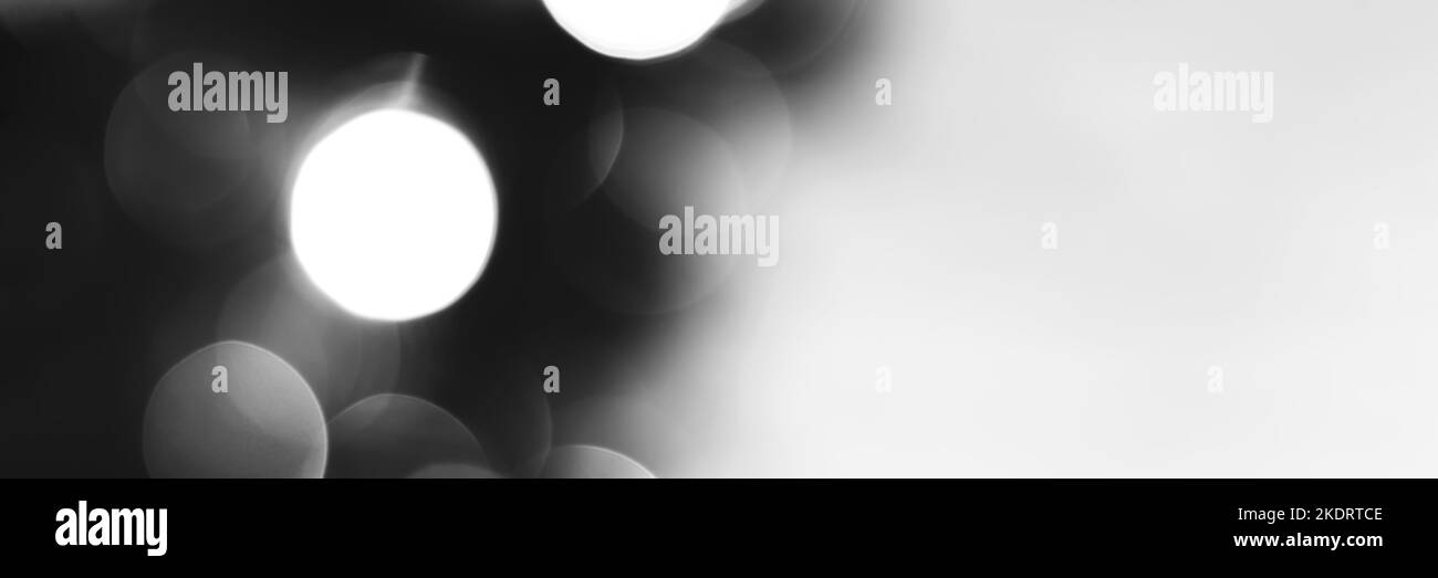 Blurred lights black and white background, banner texture. Abstract ...